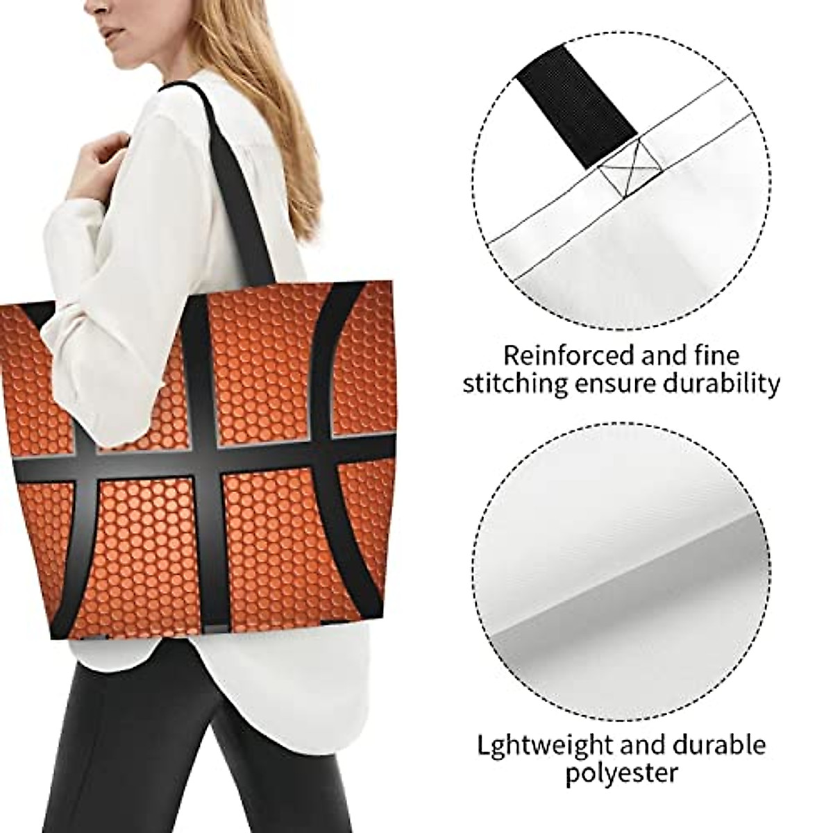 YOPIGOT Basketball Tote Bag Basketball Oversized Canvas Handbag Basketball Print Shoulder Tote Handbag for Women Mom Gifts