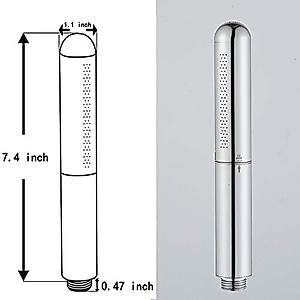 Handheld Showerhead Solid Copper Round Bar Bathroom hand-held shower head High pressure Shower heads Sprayer (Chrome)