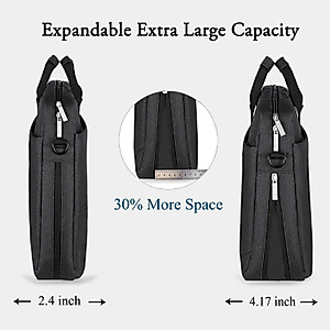 Voova 17 17.3 Inch Laptop Bag Briefcase, Expandable Multi-function Shoulder Messenger Bag, Waterproof Computer Carrying Case with Organizer Pocket for Men Women, Business Travel College School
