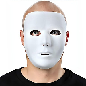 Dazzling White Full Face Plastic Mask (6.25" x 7.75") - 1 Pc - Perfect for DIY Projects & Themed Parties