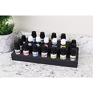 Polar Whale Essential Oil Storage Organizer 2 Tier Display Rack for Home Bathroom Bedroom Office Elegant Modern Durable Black Foam Washable Waterproof Holds 15 (5ml to 15ml) and 5 (5ml) Bottles