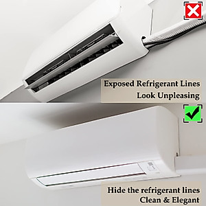 Kalkehay 3" W x 16.1Ft L Line Set Cover Kit for Ductless Mini Split Air Conditioners, PVC Decorative Cover for Central AC and Heat Pump Systems Tubing Cover