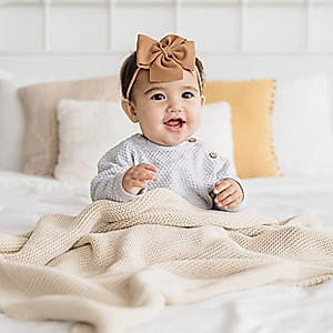 Natemia Knitted Baby Receiving Blanket, Ultra Soft Organic Cotton 30”x 40” Stroller and Nap Time Toddler Blanket