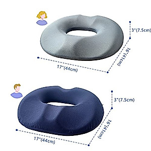 Shalala Donut Seat Cushion for Office Chair - Ergonomic Supportive Hemorrhoid Tailbone Cushion for Sciatica Lower Back Pain Relief - Hard Memory Foam with Removable Cover Navy for Female