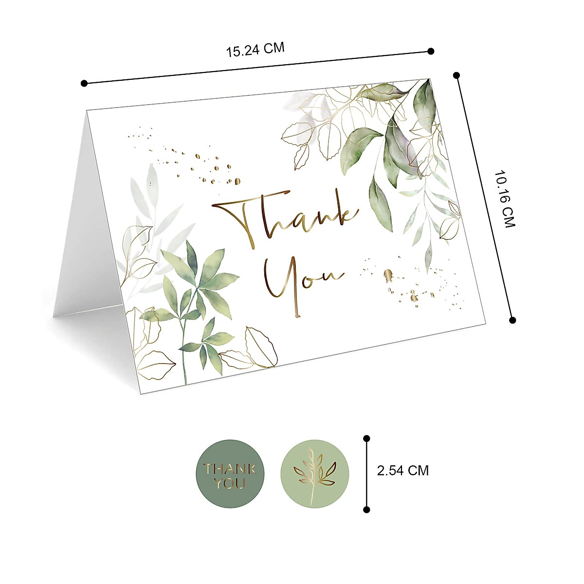 BRT Bearingshui Greenery Thank You Cards with Envelopes and stickers Total 40PK, 4x6 Inches Baby Shower Thank You Cards Bridal Shower Thank You Cards Birthday Wedding Blank Notes Thank you Cards