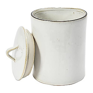 Creative Co-Op Stoneware Food Storage Container with Reactive Glaze Canister, White