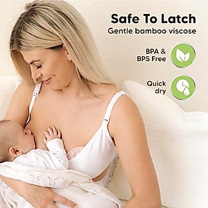 Organic Nursing Pads - 14 Washable Viscose Derived from Bamboo Breastfeeding Pads, Wash Bag, Reusable Breast Pads for Breastfeeding, Nipple Pads for Breastfeeding Essentials(Pastel Touch, L 4.8")