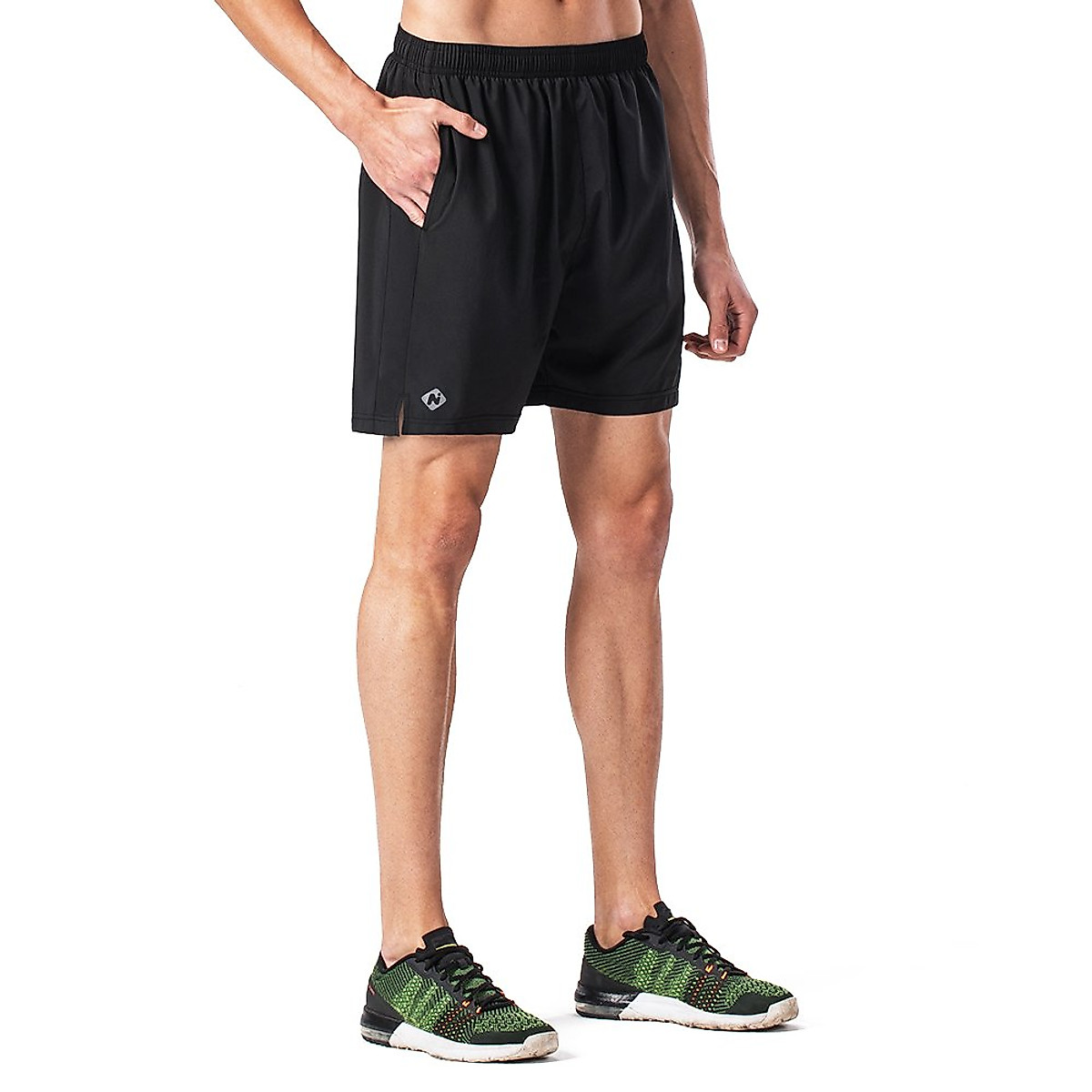 NAVISKIN Men's 5 inch Running Shorts Lightweight Quick Dry Workout Shorts Zipper Pocket Black Size L