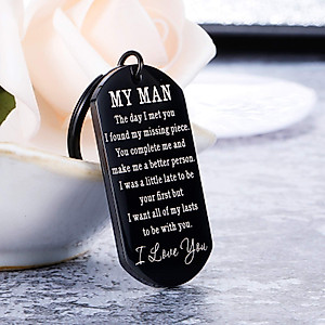 Valentine Day for Him Men Husband to My Man Keychain I Love You GIF for Hubby Boyfriend Birthday Christmas Fiance Groom Wedding Couple from Girlfriend Wife Key Chain