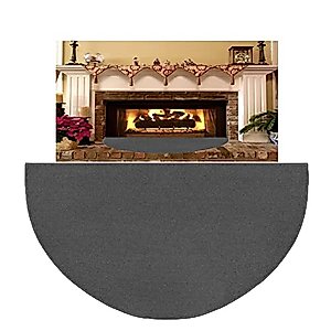 63″x37″ Extra Large Half Round Fireproof Fireplace Mat Hearth Area Rug - Fire Retardant Fiberglass Carpet - Fire Flame Resistant Floor Covering Protection Pad Non-Slip Floor Protector