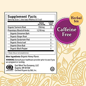 Yogi Tea Honey Chai Turmeric Vitality Tea - 16 Tea Bags per Pack (4 Packs) - Organic Tea to Support Overall Health - Includes Cinnamon Bark, Turmeric Root, Cardamom Pod, Ginger Root & More