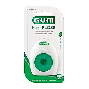 GUM Fine Waxed Dental Floss, Mint - 200 Yards (6pk)