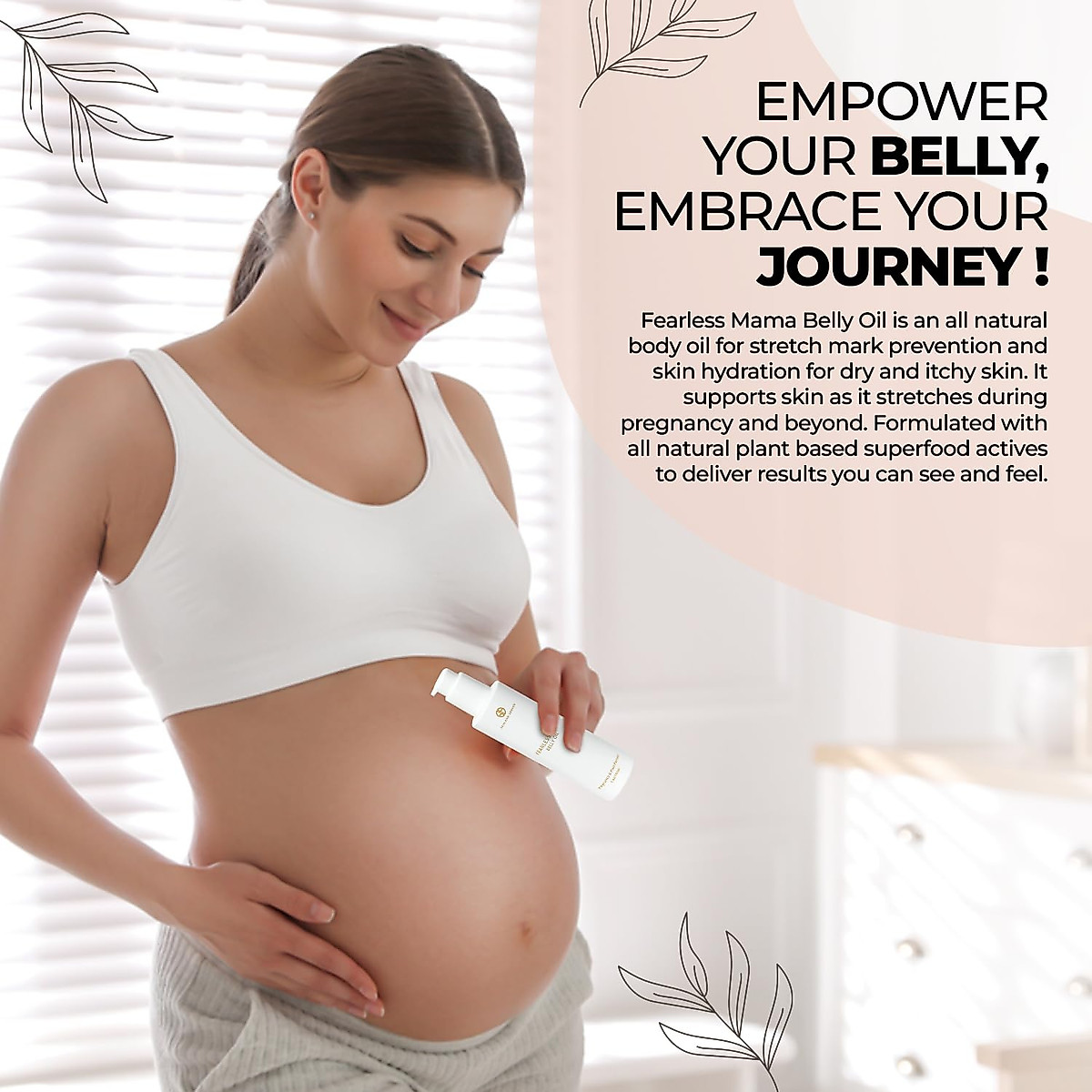 Fearless Mama Belly Oil - Help Prevent Stretch Marks + Smoothing Therapy - Quick-Dry pregnancy Belly + Body Oil - Nutrient Rich with Shea Oil and Vitamin E, Supports Skin as it Stretches