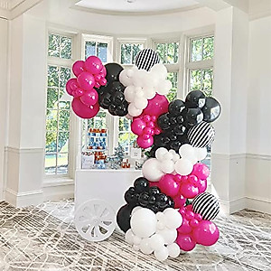 Black And White Balloons Striped Hot Pink Garland Kit Arch Birthday Party Baby Shower Decorations For Girl