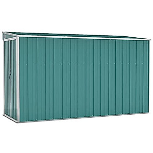 Gecheer Wall-Mounted Garden Shed Green 46.5"x113.4"x70.1", Outdoor Storage Shed with Door Galvanized Steel Shed Storage House for Backyard Garden Patio Lawn