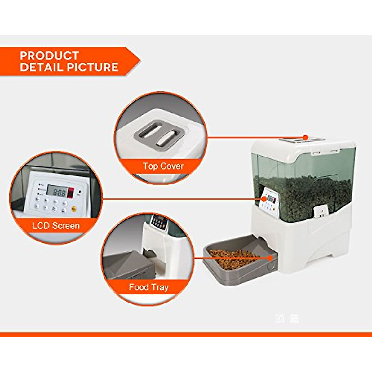 topPets PF-21B Remote Controlled Automatic Pet Feeder Programmable LCD Control with DC adapter