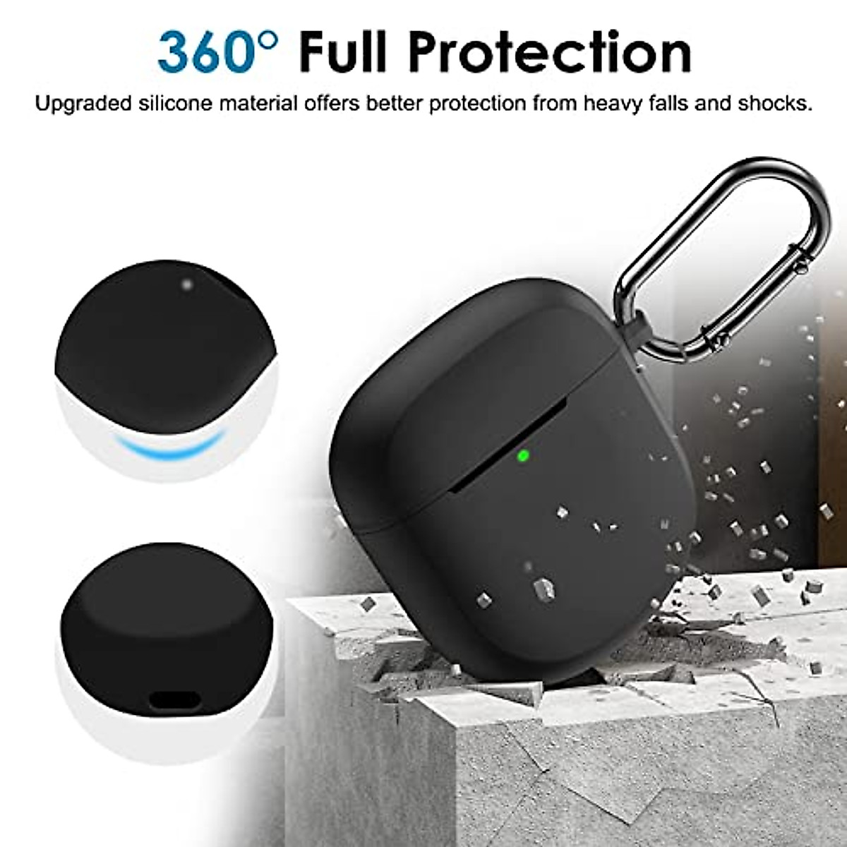 SZJCLTD Silicone Case for Bose QuietComfort Earbuds II 2022, Protective Shock-Absorbing Skin Cover Case with Keychain Carabiner for Bose QuietComfort Earbuds 2 (Midnight Blue)