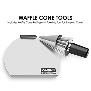 Waring Commercial Single Waffle Cone Maker, Heavy Duty Die Cast Housing, Non Stick Plates, Produces 60 Waffle Cones per Hour, 120V, 1200W, 5-15 Phase Plug
