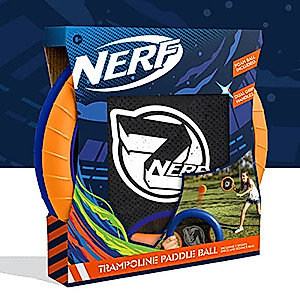 NERF Trampoline Paddle Ball and Flying Disc Set, Indoor Outdoor Game for Two