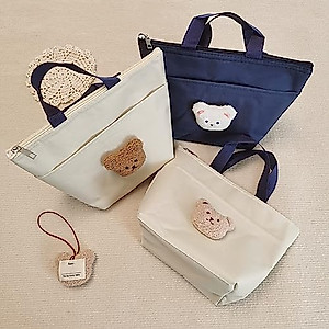 Josfey Kawaii Lunch Bag Cute Lunch Box Aesthetic Lunch Bag Insulated Lunch Bag Women Lunch Box Lunch Bag for Women (Navy Blue-A)