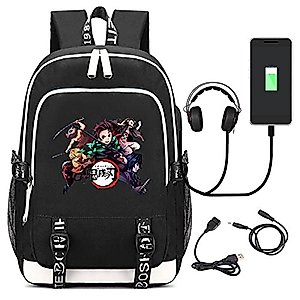 Anime Casual Backpack with USB Charging Port Outdoor Hiking Laptop Bags Birthday Gift -3