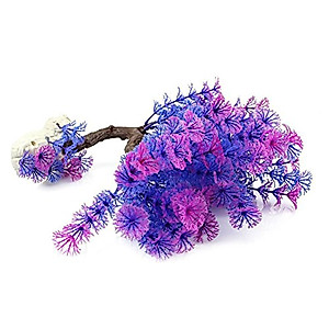 Aquarium Plant Plastic Fish Tank Plant Decorative Artificial Underwater Grass, Blue Purple
