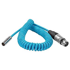 KONDOR BLUE Mini XLR Male to XLR Female Audio Cable for BLACKMAGIC Pocket 4K/6K Camera Video Assist | Pro XLR Adapter for Microphones & Mixers. (Blue, 12"-24" Coiled | 1 Pack)