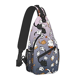 Funny Cute Cat Sling Backpack Cat Chest Bags Crossbody Animal Shoulder Bag for Men Women Boys Girls