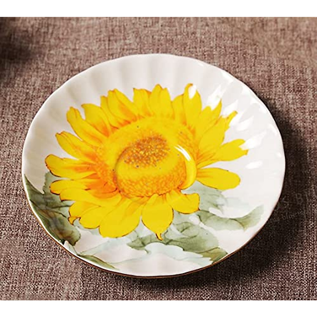 Fine Bone China Sunflower Vintage Chintz Porcelain Coffee Mug Tea Cup with Saucer