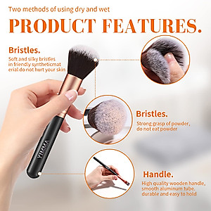 Makeup Brushes Rose Golden 14 Pcs Makeup Brush Set with Blender Sponge and Brush Cleaner Premium Synthetic Kabuki Foundation Face Powder Blush Eyeshadow Cruelty-Free Brochas De Maquillaje