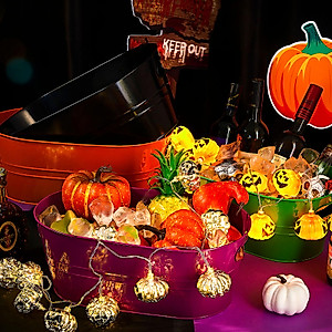 4 Pcs 4 Gallon Halloween Drink Buckets Large Ice Tubs for Parties Galvanized Metal Beverage Tin Bins for Beer Wine Champagne Cooler for Christmas Cocktail Bar Supplies