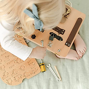 Montessori Busy Board Toys for 3+ Years Old 4 in 1 Learning Toy for 4 Years Old Toddler Montessori Toys Age 3-4 Boys Girls Tracing Screwdriver Board Set Sensory Board Toddler Montessori Toys Age