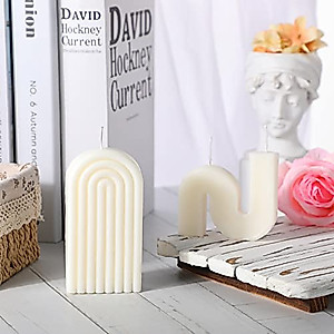 2 Pieces Aesthetic Candles Twist Candle Trendy Candles Arch Shaped Candles Minimalist Geometric Shaped Candles Soy Wax Scented Candle Art Decorative S Shape Candle for Wedding Christmas Birthday Gift