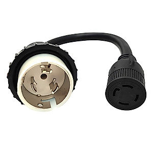 Parkworld 886283 Marine Shore Power 50A SS2-50 Plug Male to Generator Locking 30A L14-30 Receptacle Female