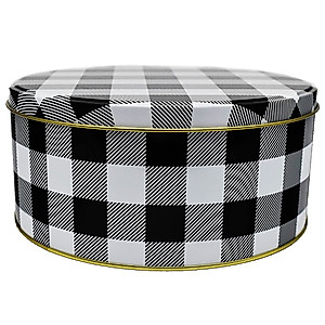 Black Duck Brand Set of 3 Round Holiday Decorative Nesting Tins - Largest Measures 8 in Diameter - Great For Storing Cookies, Brownies, and More! (White/Black)