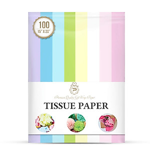 Pastel Rainbow Tissue Paper for Gift Wrapping, Packaging, Floral, Birthday, Christmas, Halloween, DIY Crafts and More 15" X 20" 100 Sheets