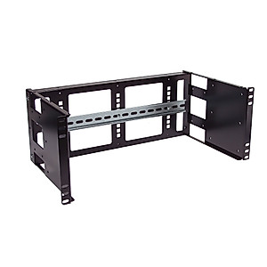 RCB1112BK15 Heavy Duty 4U Rackmount Adjustable Depth Industrial Din Rail Panel Designed for 2 Post or 4 Post EIA310 19 inch Server Rack
