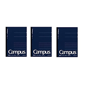 Kokuyo Campus Pre-Dotted Notebook, A5-dotted 6 mm Rule - 30 Lines X 50 Sheets - 100 Pages, Pack of 3 Dark Blue