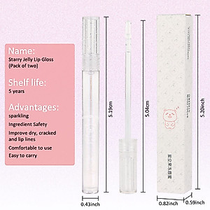 evpct 2Pcs Clear Blue Holographic Glitter Shimmer Plumping Lip Gloss Glosses Set Kit Clear Pack,Hydrating Moisturizing Glossy Shiny Glimmer Golw Water Transparent Lipstick Lip Gloss Care 5g/0.176oz