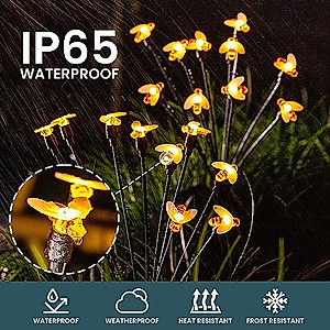 PATIOPIA Solar Garden Lights, Bee Shape Garden Lights Solar Outdoor, Solar Lights for Outside Sway by Wind,Solar Lights Outdoor Waterproof for Yard Patio Pathway Decoration(2 Pack)