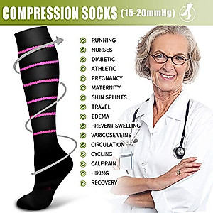 Bluemaple Copper Compression Socks For Women & Men Circulation (8 Pairs) - Best for Running,Hiking,Travel,Pregnancy