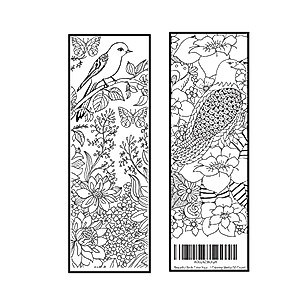 Beautiful Birds Butterflies Flowers Color Your Own Bookmarks Anti Stress Art Therapy Adult Coloring Matte Finish for Coloring Markers Media Front and Back (50 Count)