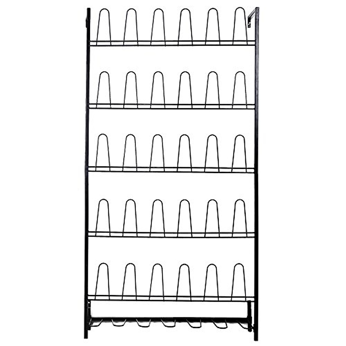 MyGift Wall Mounted Black Metal Shoe Organizer Rack, Boots, Slippers, Sneakers Hanging Vertical Heavy Duty Rack, Holds 18 Pairs of Shoes