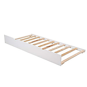 OYN Wooden Twin Multi-Functional Daybed Frame Set with X Headboard,Storage Drawers and Trundle for Children Teen Boys and Girls, White