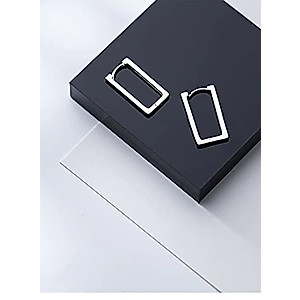 Pair of Rectangle Hoop Earrings Luxury Women Trendy Fine Huggie Earrings Cartilage Jewelry Sterling Silver, Oval Hoop Earrings, Silver or Gold, Square Hoop Earrings Bestseller (Sterling Silver)