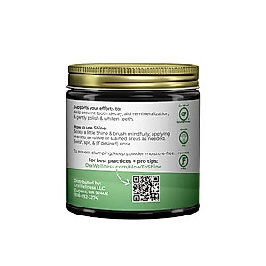 OraWellness Shine Remineralizing Tooth Powder with Hydroxyapatite, Natural Teeth Whitening Powder, Tooth Stain Remover and Polisher, Fresh Mint