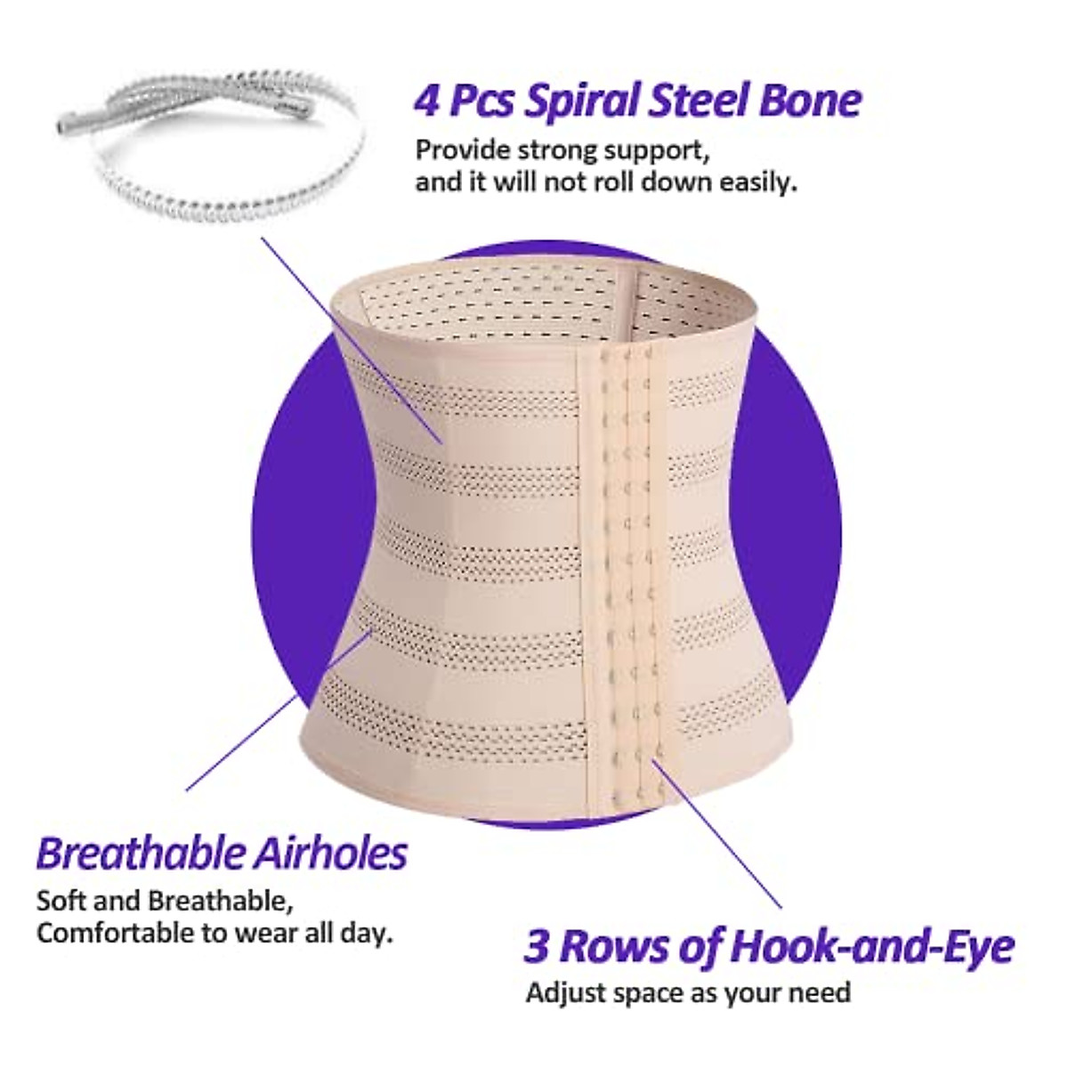 WEICHENS Waist Trainer Corsets for Women Underbust Sport Trimmer Belts Cincher Hourglass Body Shaper Girdle Black