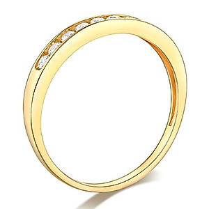 14k Yellow Gold Solid Wedding Engagement Ring and Wedding Band 2 Piece Set - Size 8