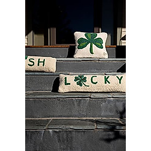 Chandler 4 Corners Artist-Designed Irish Clover Hand-Hooked Wool Decorative Throw Pillow (8” x 24”) St Patrick's Pillow for Couches & Beds-Easy Care, Low Maintenance St Patty's Day Shamrock Pillow