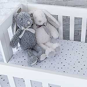 Ely's & Co. Patent Pending Waterproof Pack n Play│Mini Crib Sheet 2-Pack Set for Baby Boy or Baby Girl - 100% Combed Jersey Knit Cotton Sheets with Eco-Friendly Waterproof Lining — Grey Stars